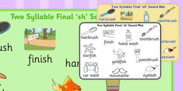 Two Syllable Final 'Sh' Sound Mat