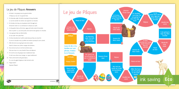 French Easter Board Game French (teacher made)