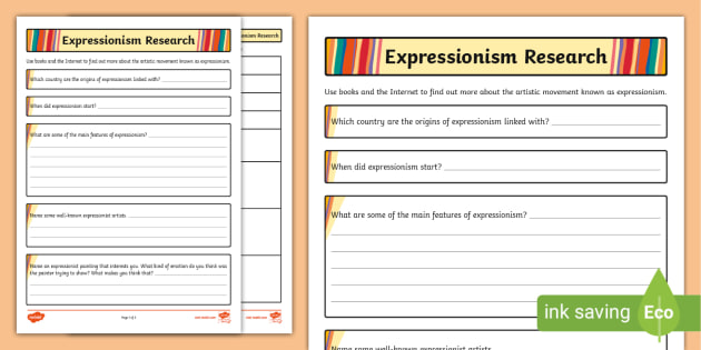 KS2 Expressionism in Art Research Activity (Teacher-Made)