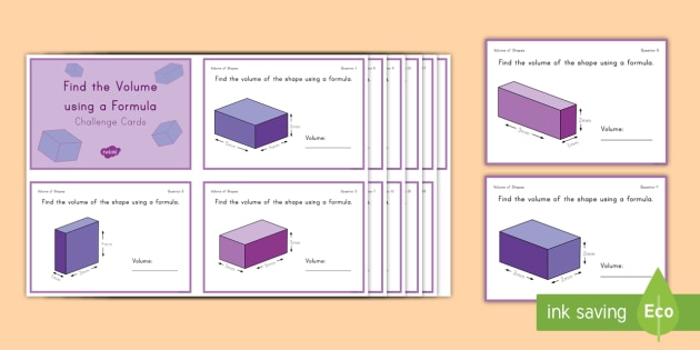 Find the Volume Using a Formula Challenge Cards