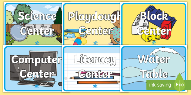 Learning Center Signs - Early Childhood Centers, Centers, Center labels