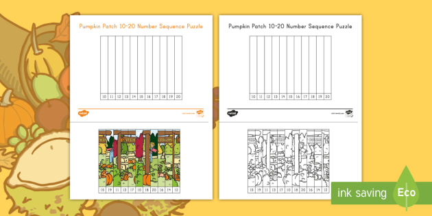 Pumpkin Patch 10-20 Number Sequencing Puzzle - fall, autumn