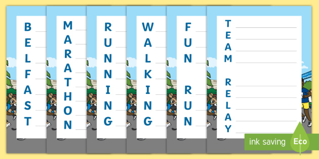 Belfast City Marathon Acrostic Poem (teacher made)