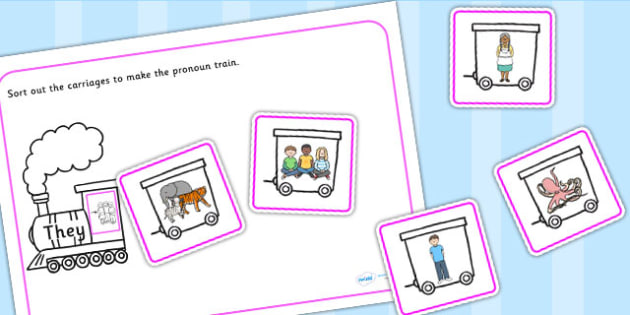 Add Noun To The Pronoun Train Sorting Activity