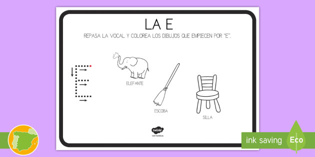 Ficha de lecto: Las vocales - La E