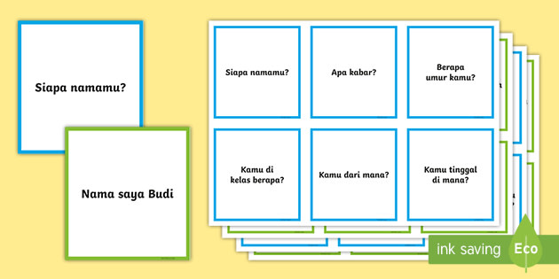 Indonesian Question and Answer Matching Cards (teacher made)