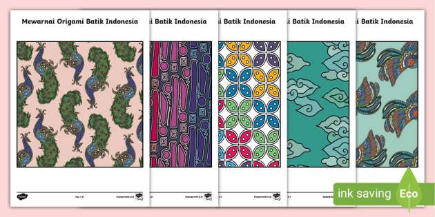 FREE! - Mewarnai Origami Batik Indonesia (teacher made)