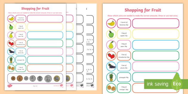 Shopping for Fruit Worksheet / Worksheet (teacher made)