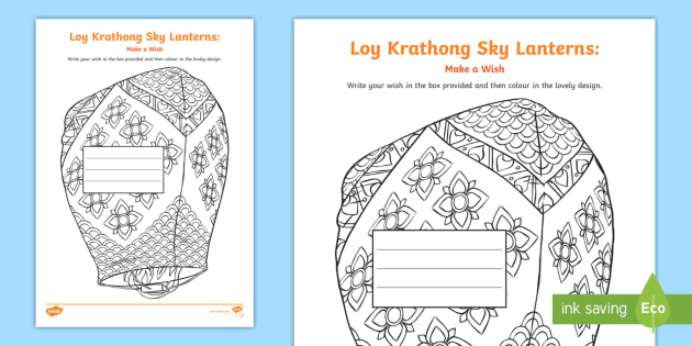 Loy Krathong Mindfulness Sky Lanterns Worksheet