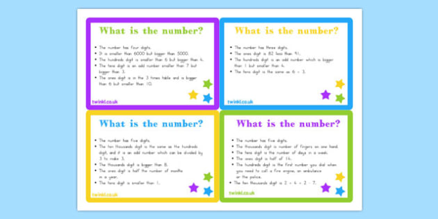 Place Value Riddle Challenge Cards