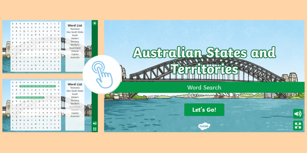 FREE! - F-2 Australian States and Territories Interactive Word Search