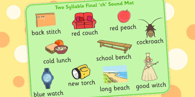 Two Syllable Final Ch Sound Word Mat (teacher made)
