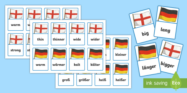 German Grammar Games - Comparative Adjectives Matching Cards
