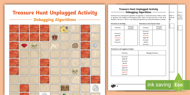 Treasure Hunt Unplugged Activity - Debugging Algorithms KS2