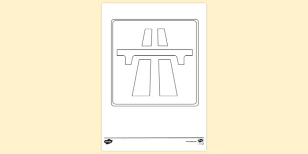FREE! - Motorway Road Sign Colouring | Colouring Sheets