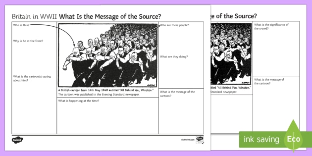 WWII Churchill Source Analysis Differentiated Worksheet / Worksheets