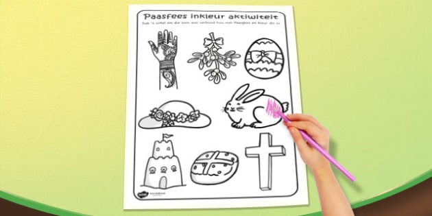 Afrikaans Paasfees Inkleur Aktiwiteitsblad (teacher made)