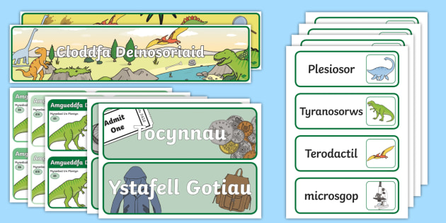 Dinosaur Museum Role Play Pack Welsh