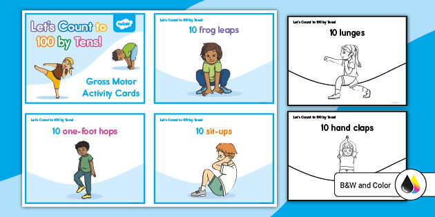 FREE! - Let's Count to 100 by Tens! Gross Motor Activity Cards