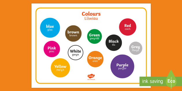 Colour Word Mat English/Welsh - EAL, displays, lliw, lliwiau, celf, art