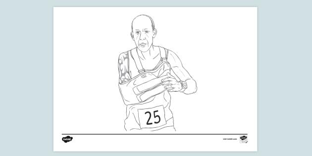 FREE! - Derek Rae Paralympic Runner Colouring | Colouring Sheet