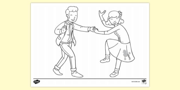 FREE! - Couple Jiving Colouring Sheet | Colouring Sheets
