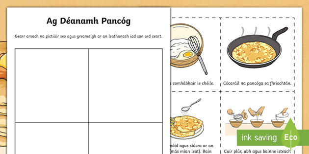 Making Pancakes Cut and Paste Sequencing Activity Gaeilge