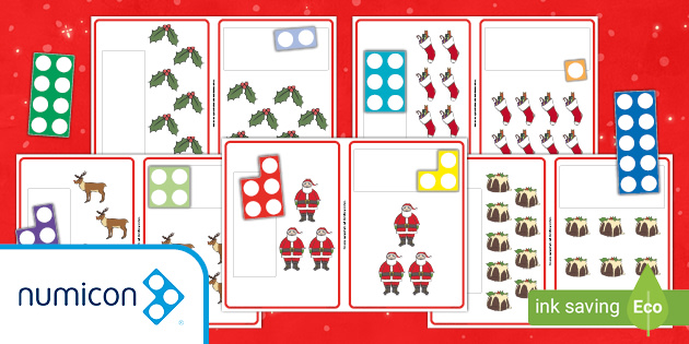 Christmas-Themed Enhancing the Provision Matching Numicon Shapes Cards