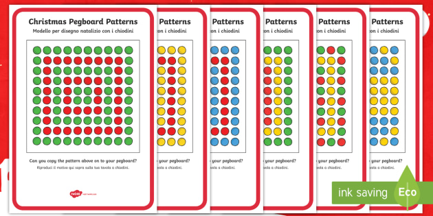 Christmas Peg Board Pattern Cards English/Italian