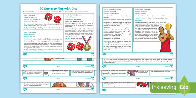 👉 Math Resources: 20 Dice Games to Play with Children