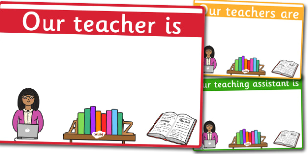 👉 Editable Classroom Teacher TA Signs Design 1 Yellow