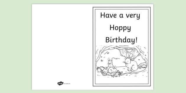 Rabbit Burrow Birthday Card Colouring Activity
