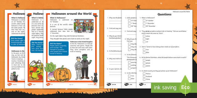 KS1 Halloween around the World Differentiated Reading Comprehension ...