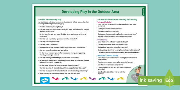 EYFS Outdoor Area Reception Next Steps Poster (teacher made)
