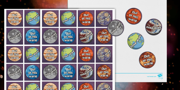 * NEW * Space Day - Star & Planets - Reward Stickers