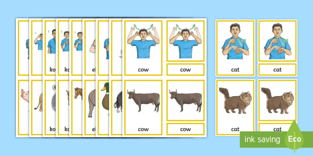 Auslan Animals Three Part Cards - English (Australian)