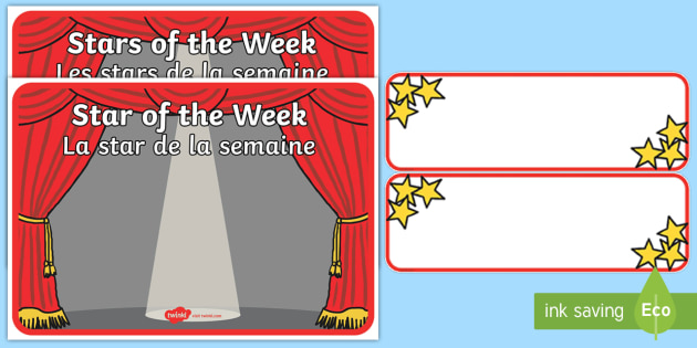 Star of the Week Poster English/French - Star of the Week Stage A3 Poster