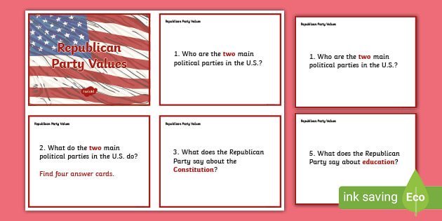 Republican Party Values Challenge Cards (teacher made)