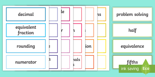 LKS2 Fractions Key Maths Vocabulary Cards (teacher made)