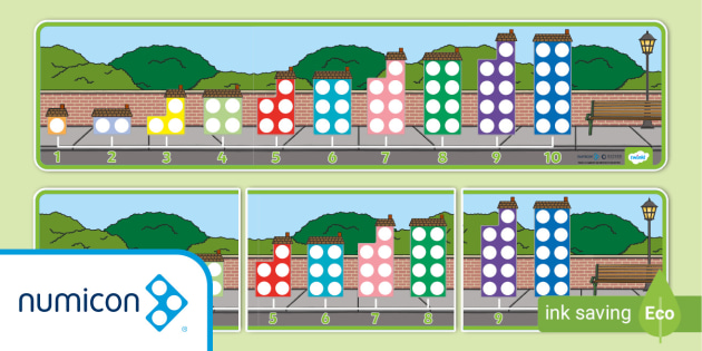 👉 Numicon Shape Houses 1-10 Number Line Display Banner