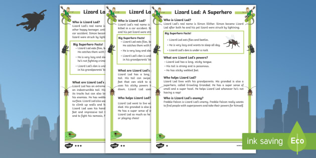 Lizard Lad: A Superhero Differentiated Reading Comprehension Activity