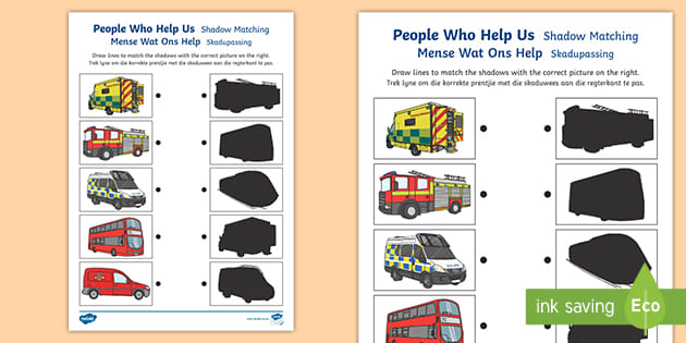 People Who Help Us Shadow Matching Worksheet