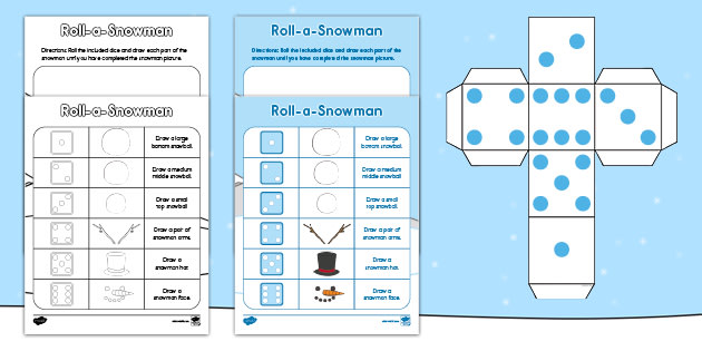 Roll-a-Snowman Drawing Activity | PreK-1 Math | Twinkl