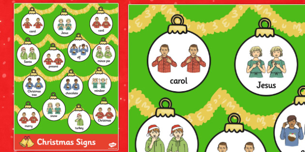 Large Christmas British Sign Language Posters (teacher made)