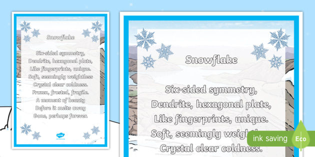 KS2 Snowflake Poem - poem, poetry, winter, snowflake, poetry