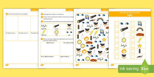 Light Worksheet I Spy (teacher made)