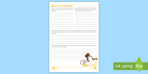 Sport and Personality Worksheet (teacher made)