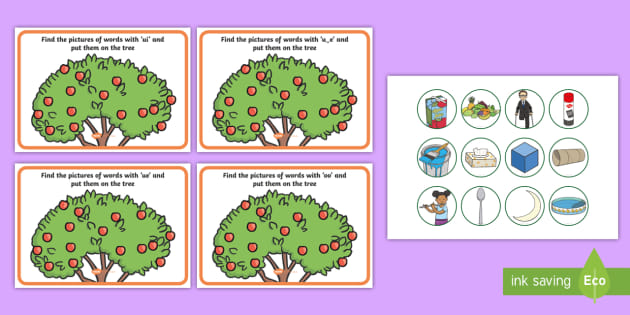Long /u/ Apple Tree Sound Sorting Game (teacher made)