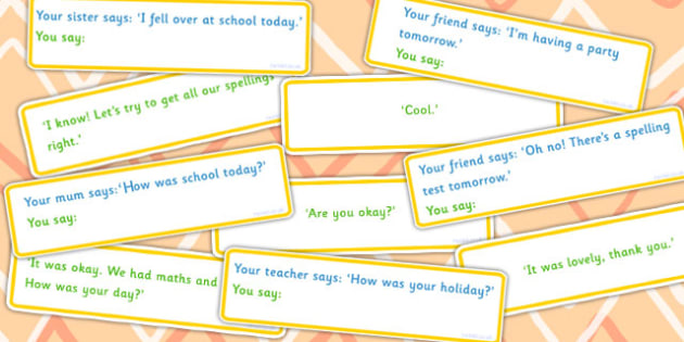 What Do You Say Find The Response Matching Activity