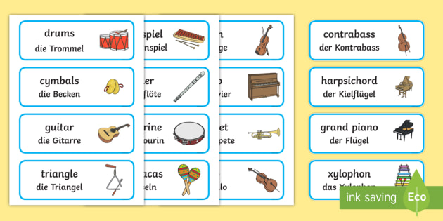 Music Topic Word Cards English/German (teacher made)